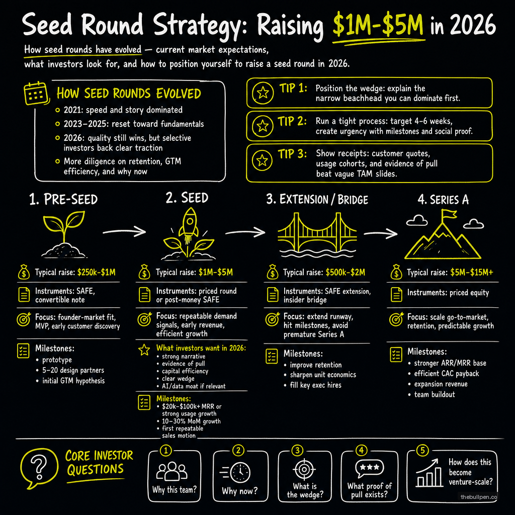 Seed Round Strategy: Raising $1M-$5M in 2026 | Bullpen Blog | Bullpen
